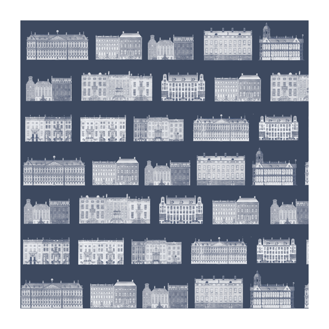 Amsterdam Canal Houses Dark Blue Pattern Wallpaper – House of Fetch